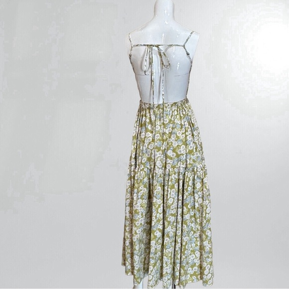 Mable | Dresses | Boho Backless Summer Square Neck Floral Midi Dress ...